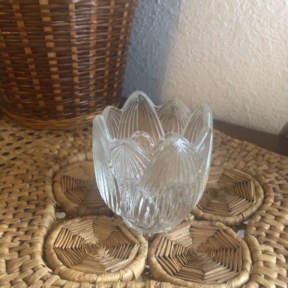 Fenton | Art | Fenton Clear Glass Tuliplotus Leaf Candle Holdertrinket ...